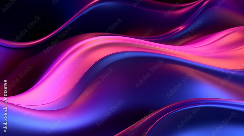 3d render, abstract neon background with fantastic curvy shape, layers ...