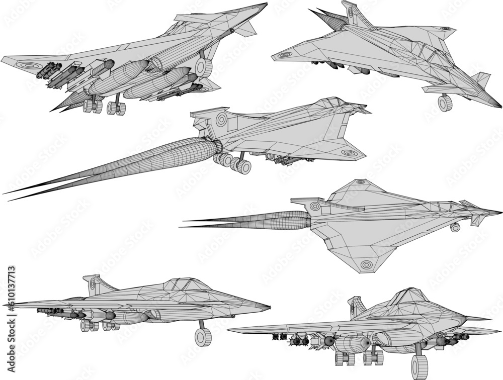 Vector sketch illustration of a fully armed navy advanced fighter ...