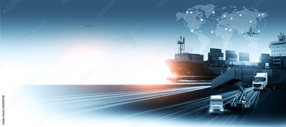 Logistics international delivery concept, World map with logistic ...