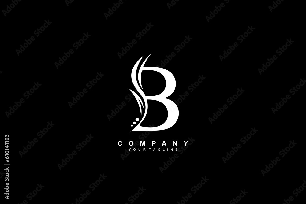Luxury white B logo design with feather. premium B letter monogram logo ...
