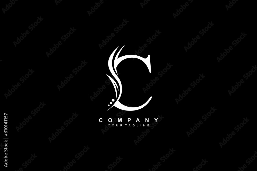 Luxury white C logo design with feather. premium C letter monogram logo ...