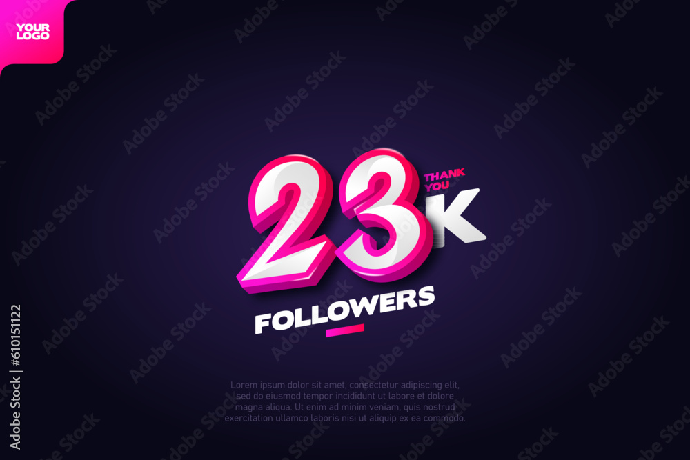 Thank you 23K Followers with Dynamic 3D Numbers on Dark Blue Background ...