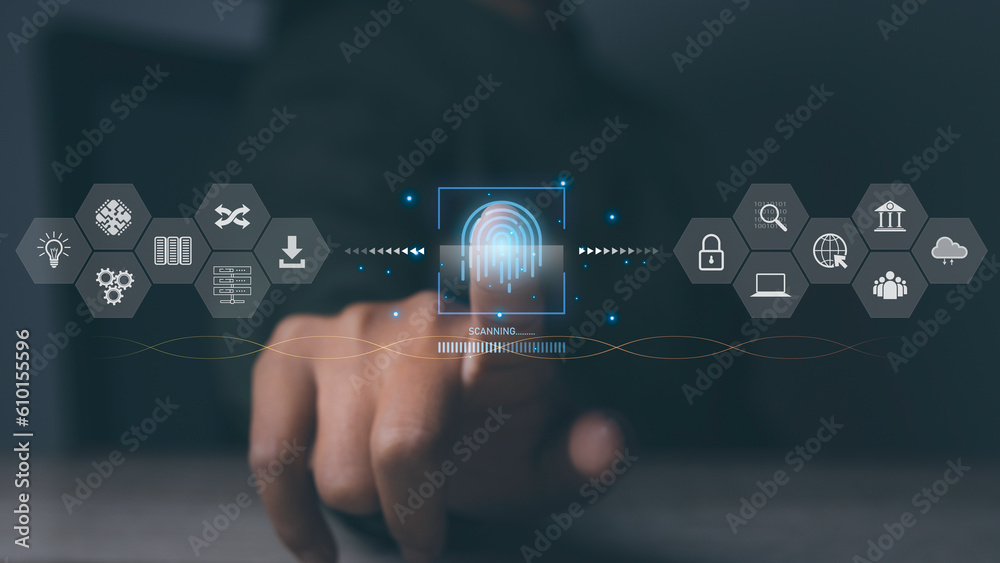 Fingerprint scanner futuristic digital processing of biometric ...