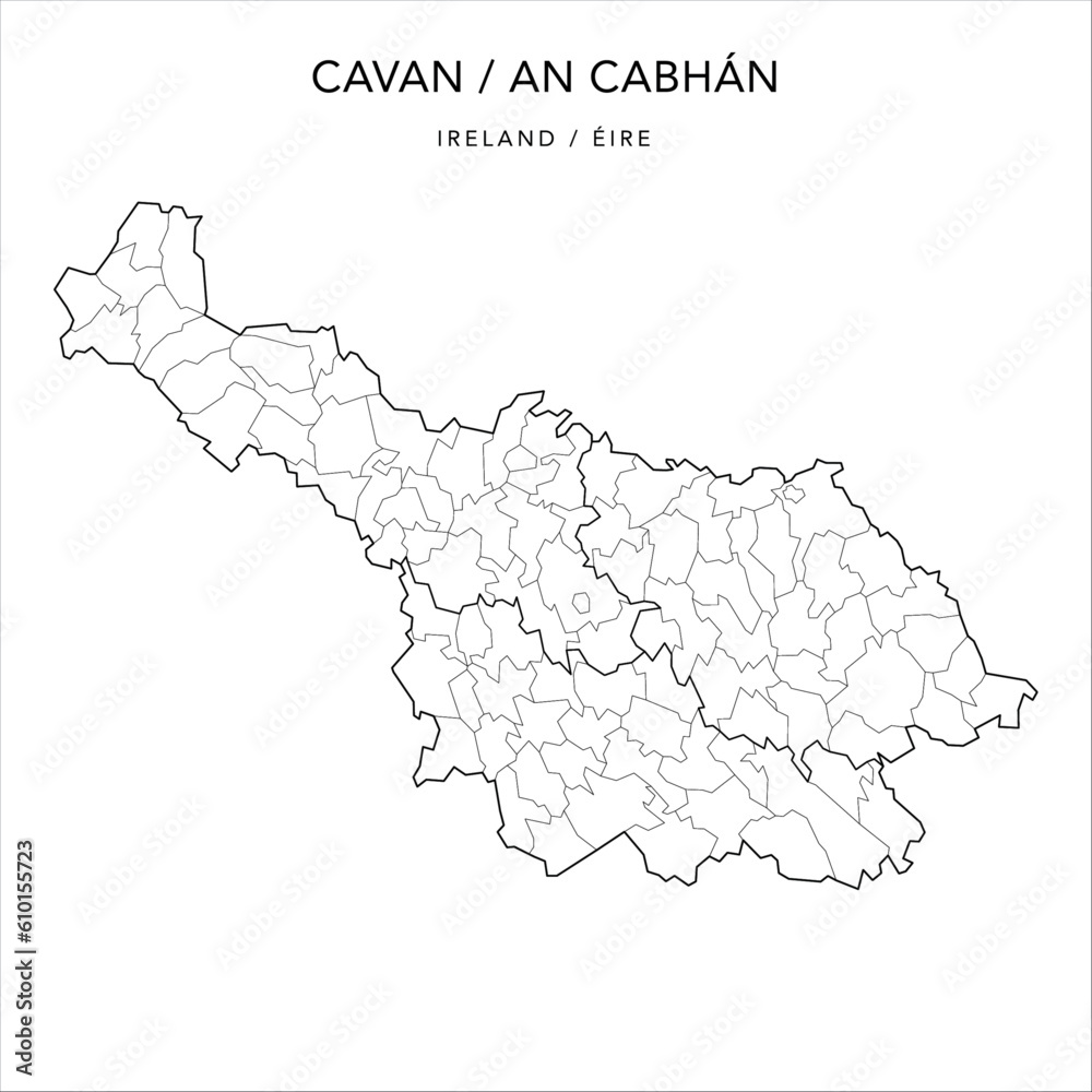 Vector Map of County Cavan (Contae an Chabháin) with the Administrative ...