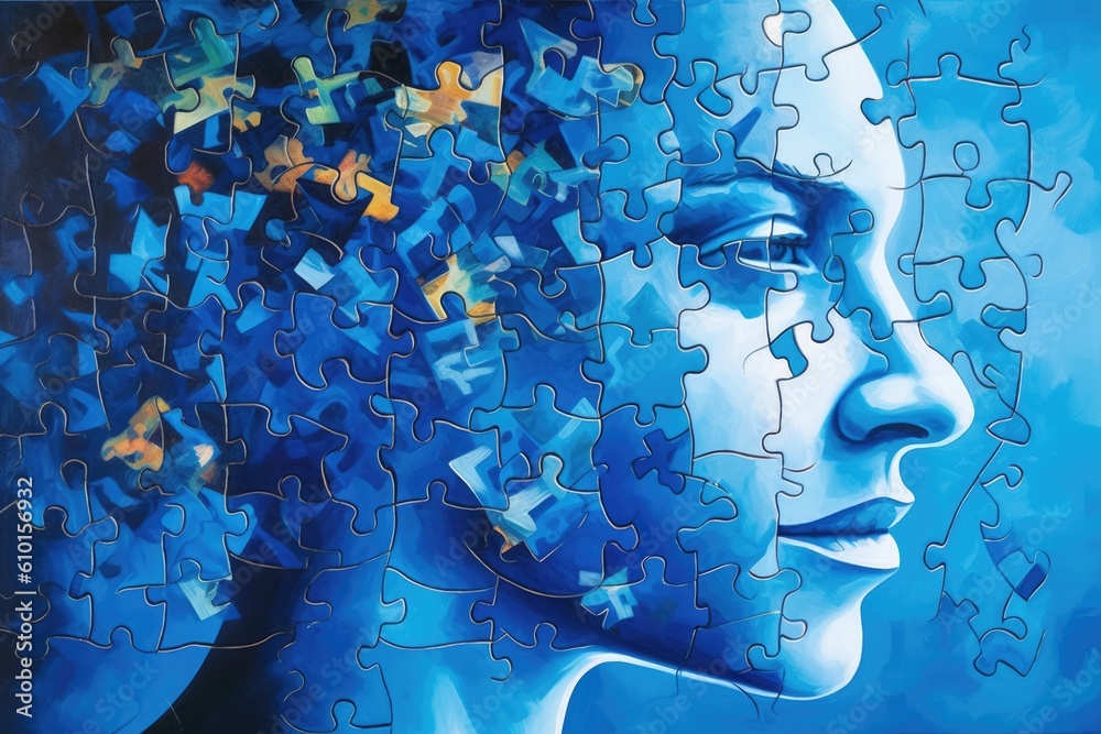 Abstract puzzle of the mind, Person overthinking, Generative AI Stock ...