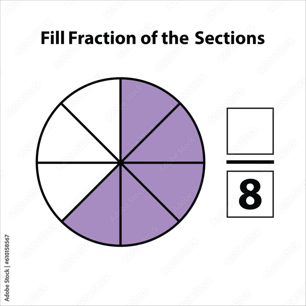 Fraction of the divided into slices. Fractions for Vector flat outline ...