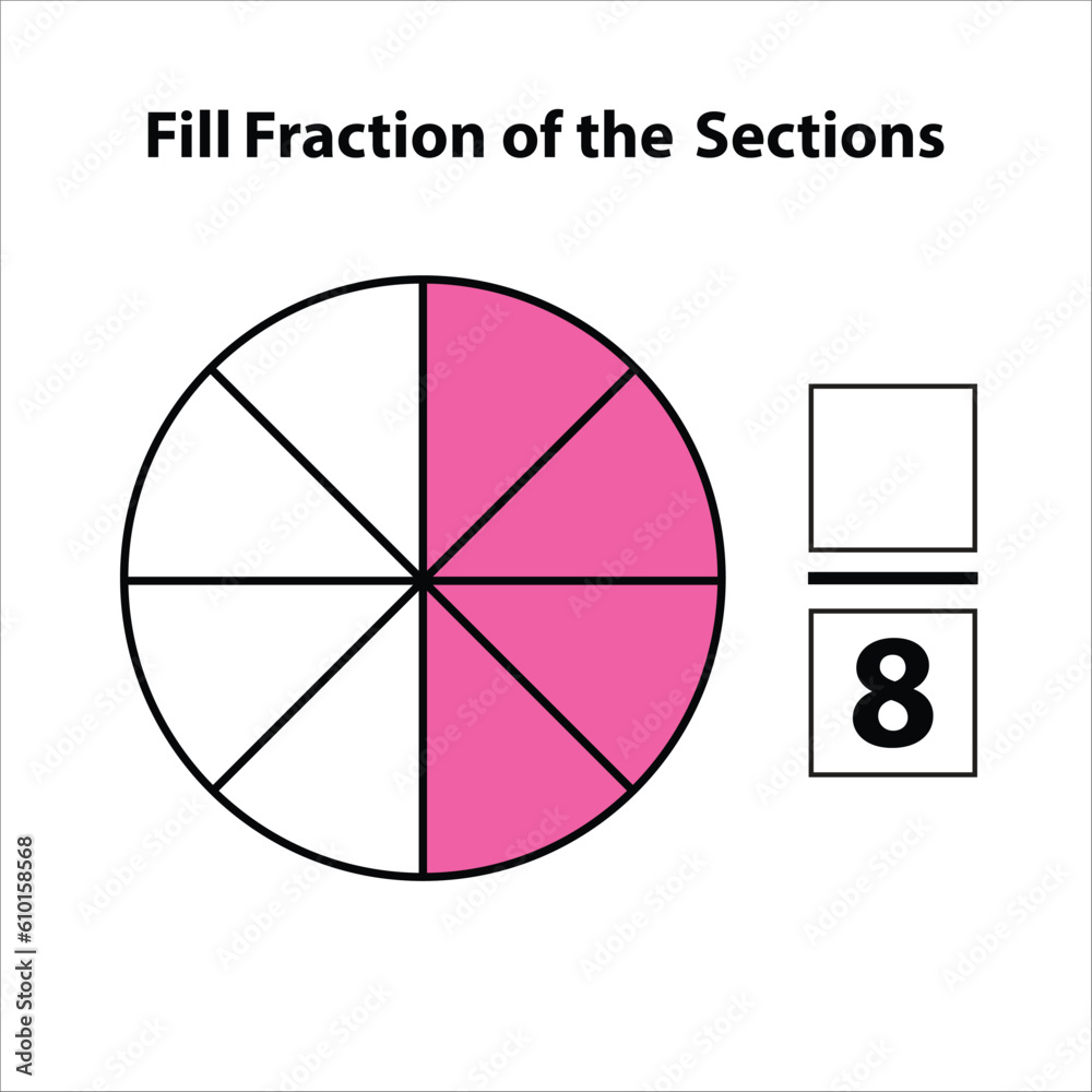 Fraction of the divided into slices. Fractions for Vector flat outline ...