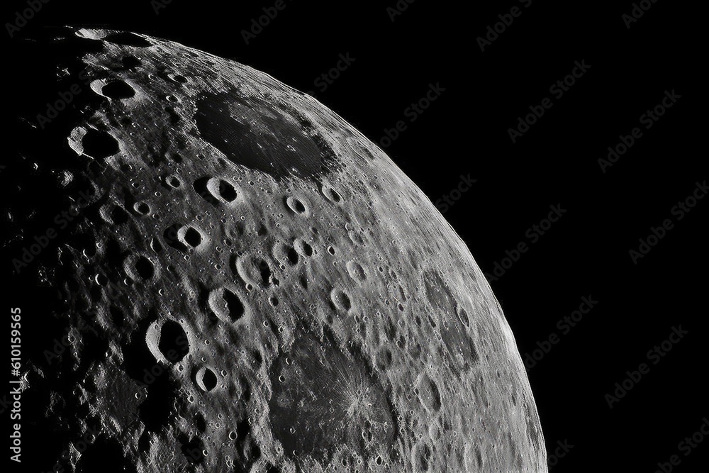 the detailed surface of the moon in high resolution Generative AI Stock ...