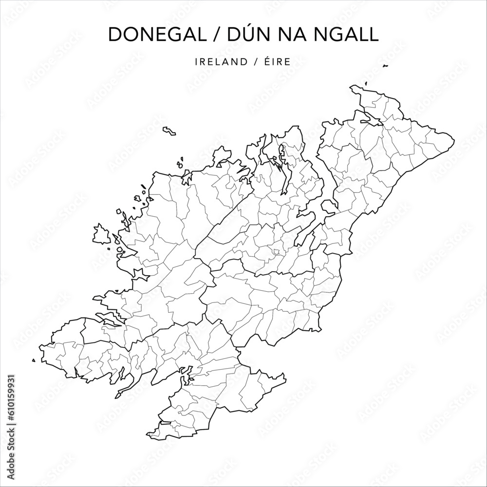 Vector Map of County Donegal (Contae Dhún na nGall) with the ...