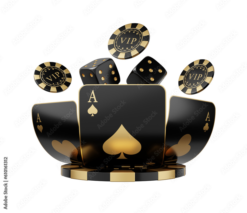 gold black card poker ace chip isolated on white background element ...