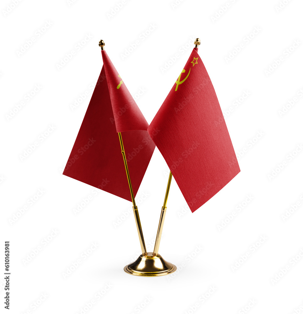 Small national flags of the USSR on a white background Stock Photo ...
