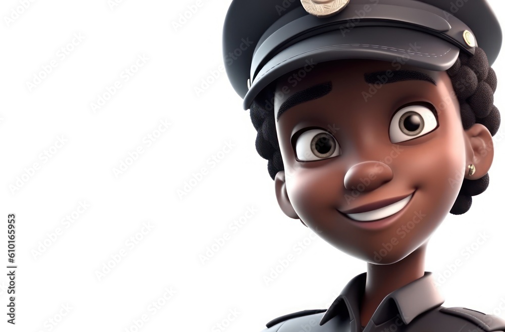 Black Female Police Officer White Backdrop Isolated Very Attractive ...
