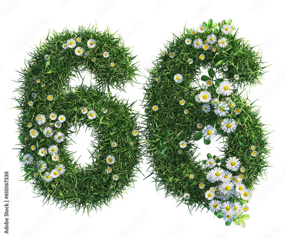 green grass 3d font number sixty six, cut out plants including grass ...