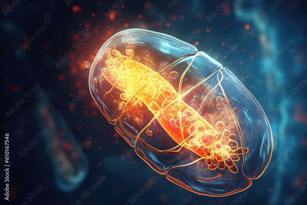 Mitochondria the powerhouse of the cell. Generative AI. Stock ...
