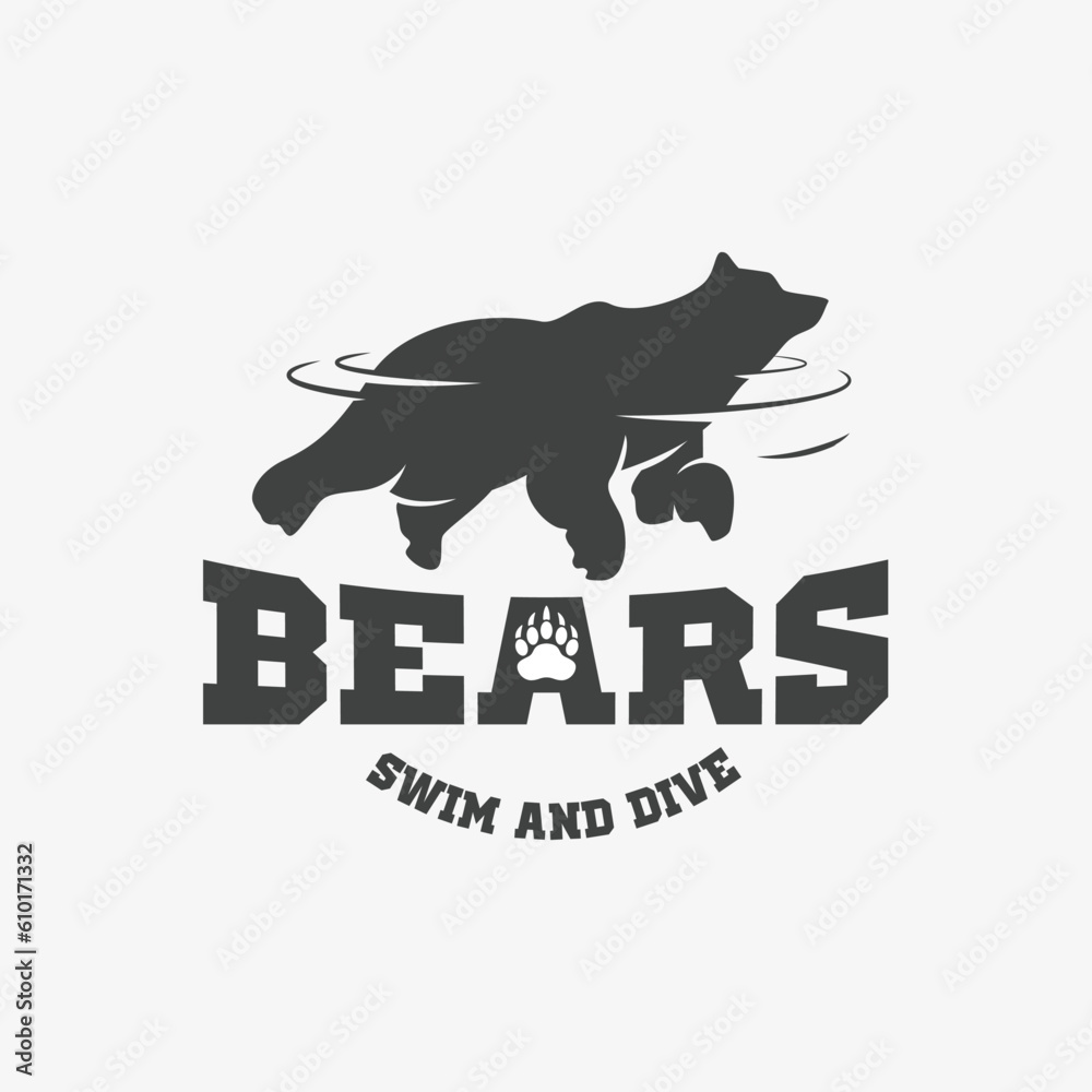 Bear swim and dive logo, polar Bear Logo Water Bear Logo Swimming Polar ...