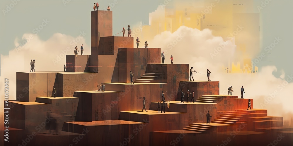 A visual representation of inequality, showcasing people climbing a ...