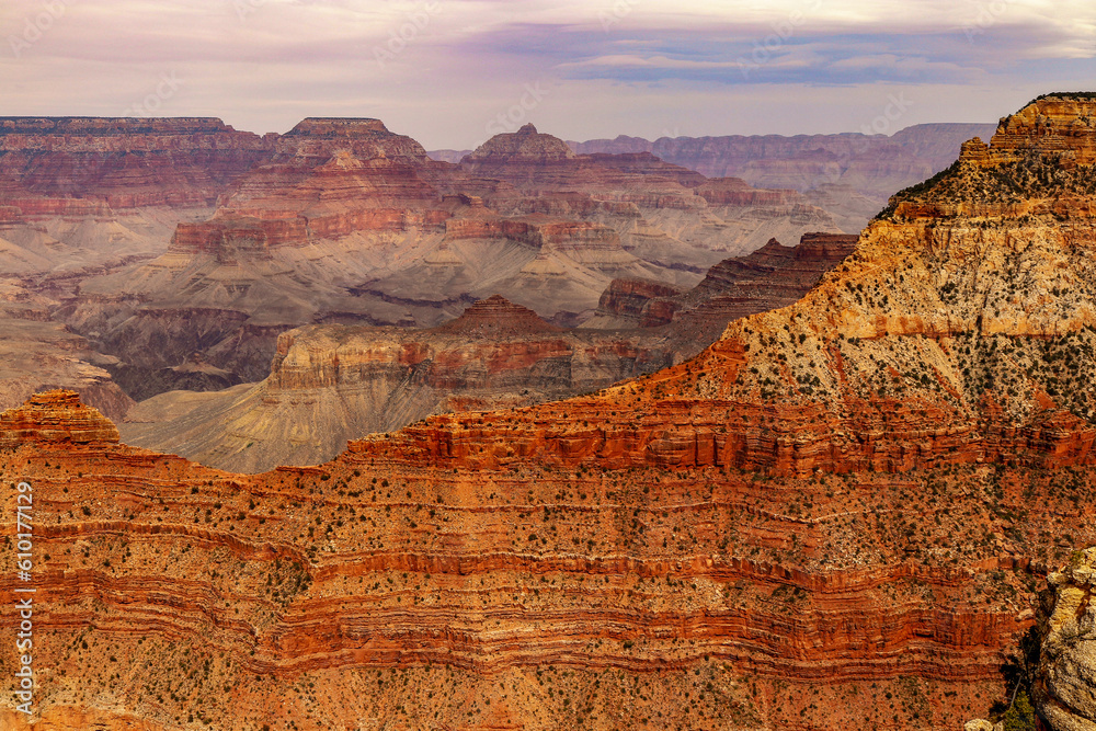The Grand Canyon showcases the layers of rock visible as horizontal ...