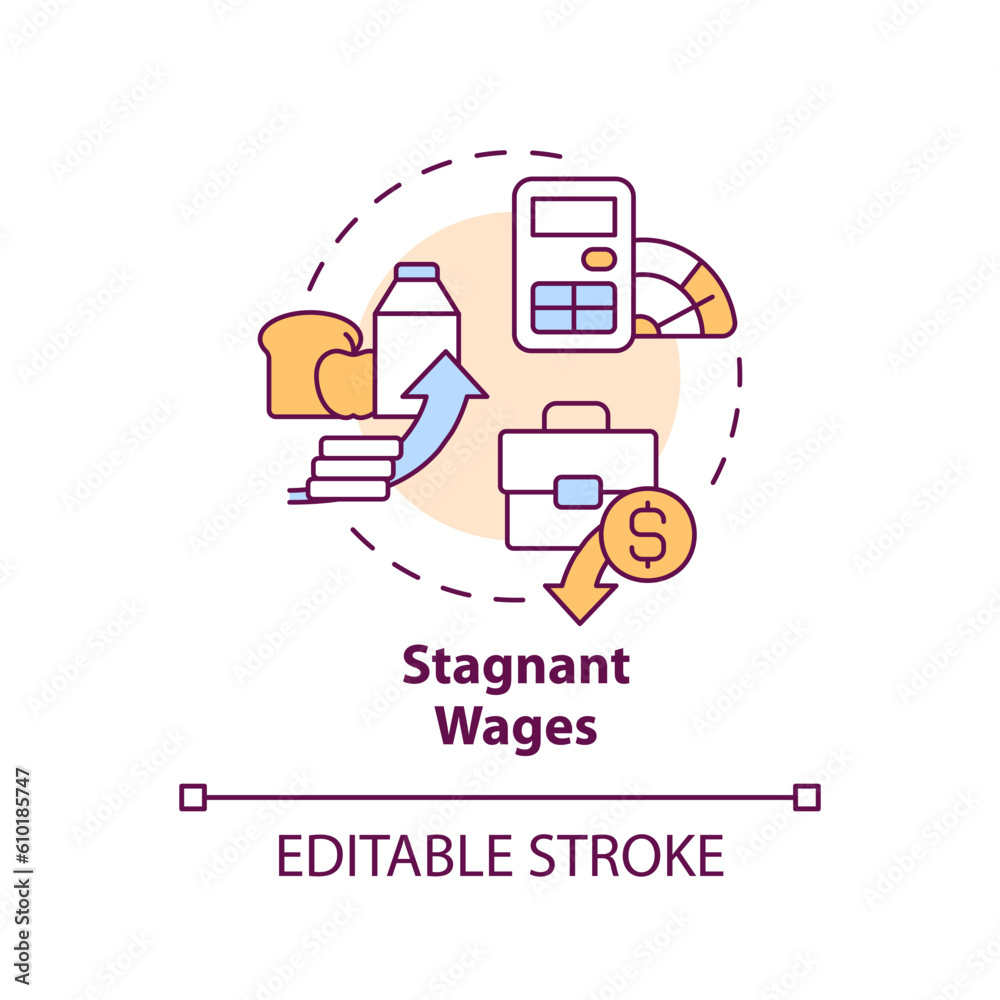 Vecteur Stock Stagnant wages concept icon. Income inequality. Rising ...