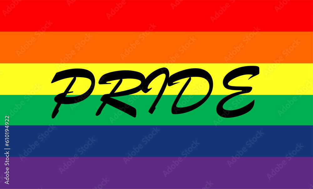 LGBTQ Pride Month. White paper text Pride label on rainbow background ...