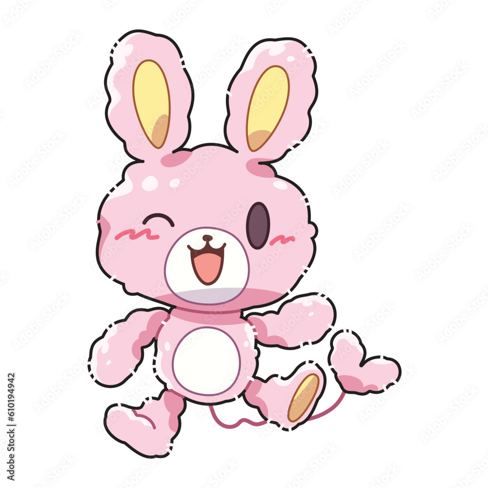 Cute design element cartoon, cartoon illustration of cheerful pink ...