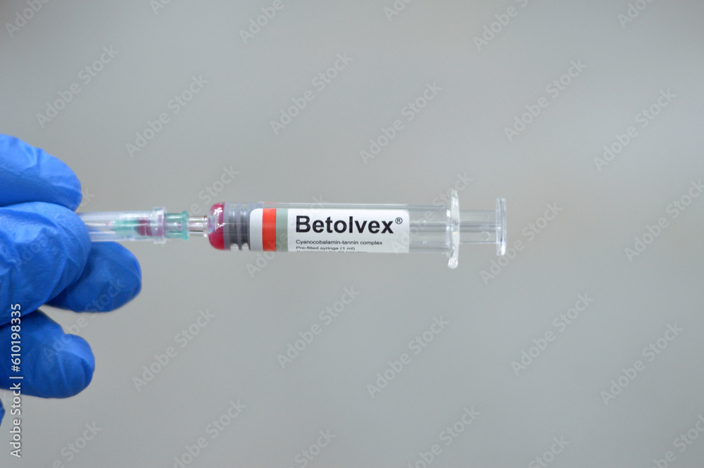 Cairo, Egypt, June 3 2023: Betolvex Cyanocobalamin tannin complex ...