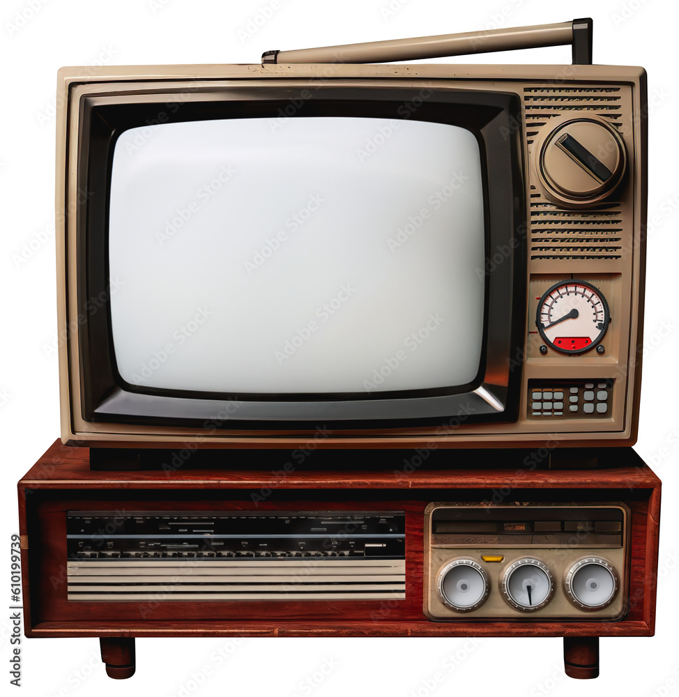 ai generated oldschool vintage TV monitor from the past with white ...