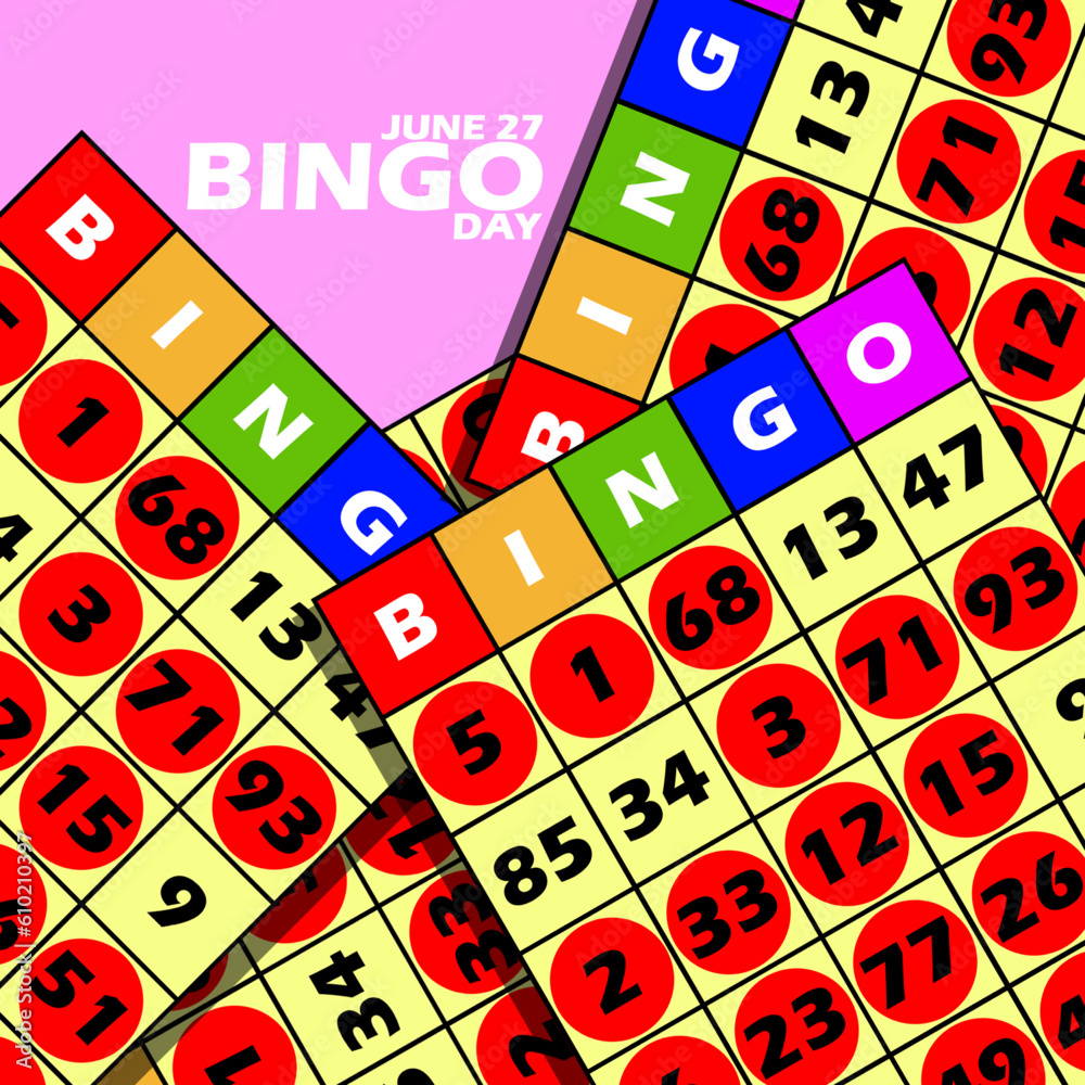 Several colorful Bingo cards with numbers and bold text on light purple ...