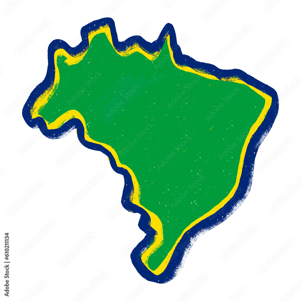 Brazil map hand drawn digital design of brazil map with thick outlines ...