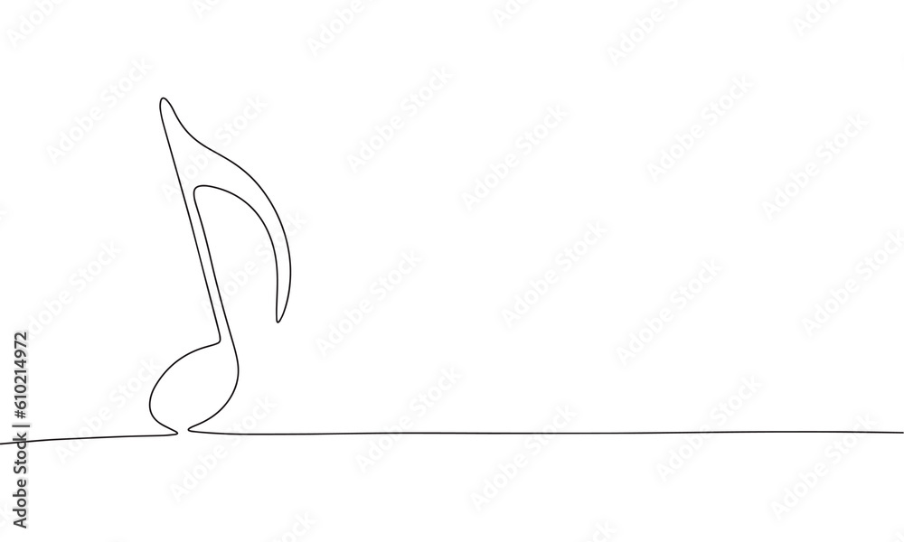 Music note isolated on white background. One line continuous music note ...