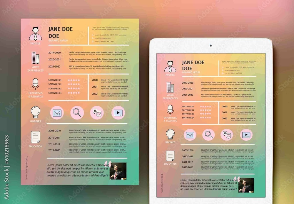 Modern Short Resume Layouts Stock Template | Adobe Stock