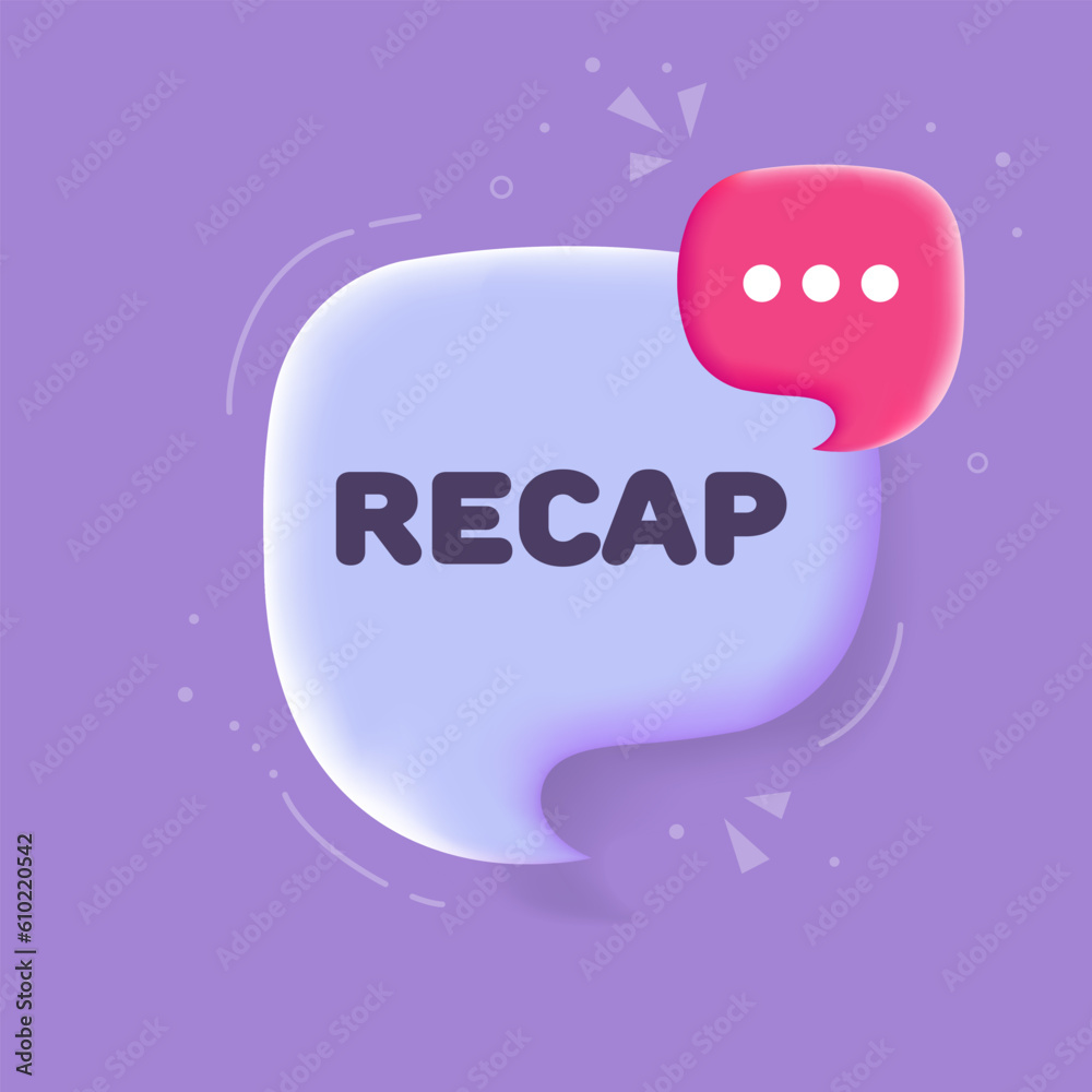 Recap. Flat, color, recap banner. Vector illustration. Stock Vector ...
