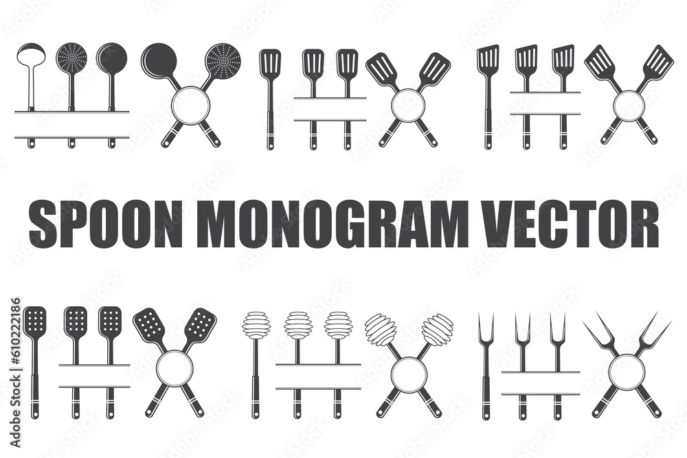 Spoon Monogram vector, Spoon Silhouette, Spoon Vector, Restaurant ...