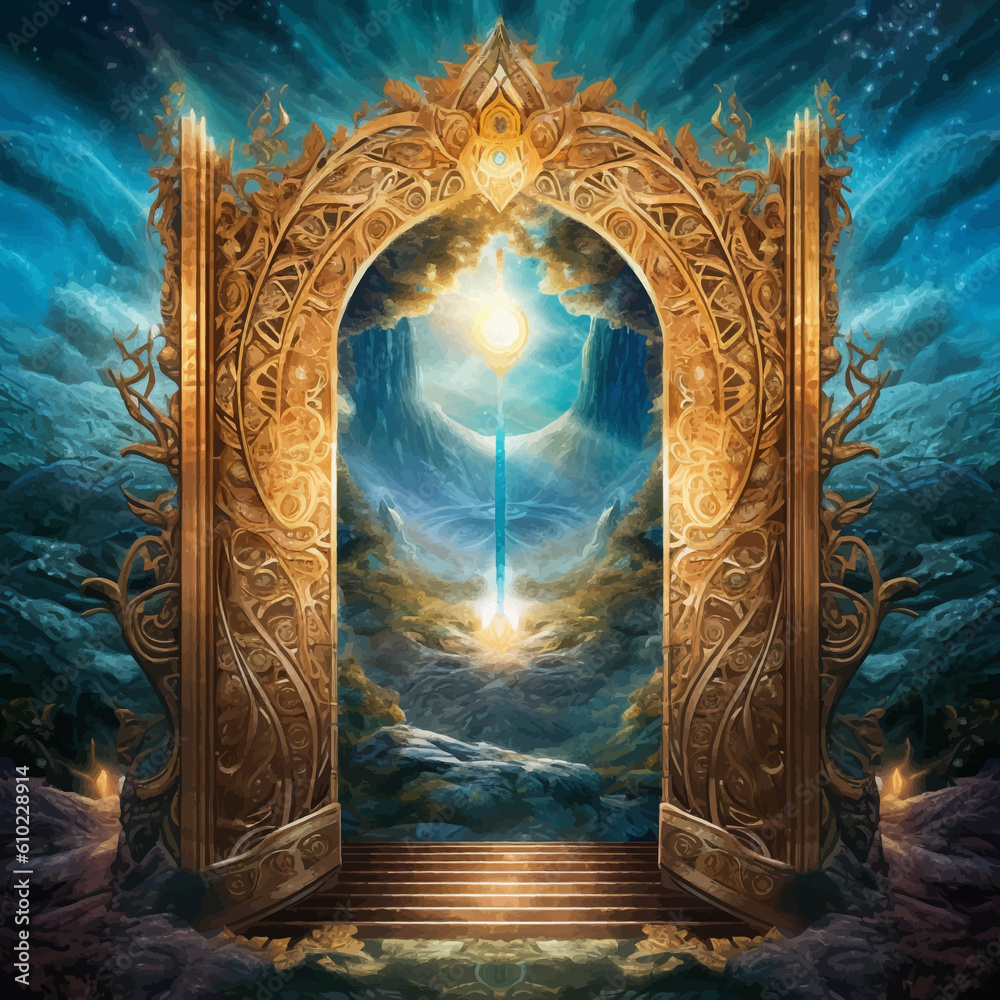 Magic Gate. Mysterious Entrance portal. Fantasy gate. Ancient ruins ...