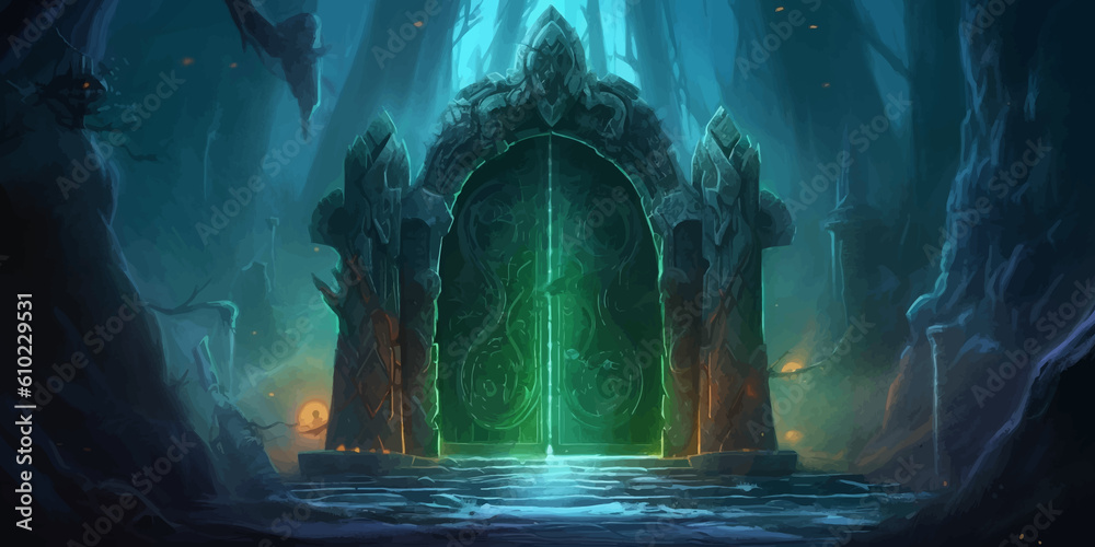 Magic Gate. Mysterious Entrance portal. Fantasy gate. Ancient ruins ...