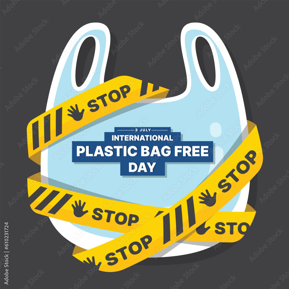 International plastic bag free day - Yellow black caution stop tape ...