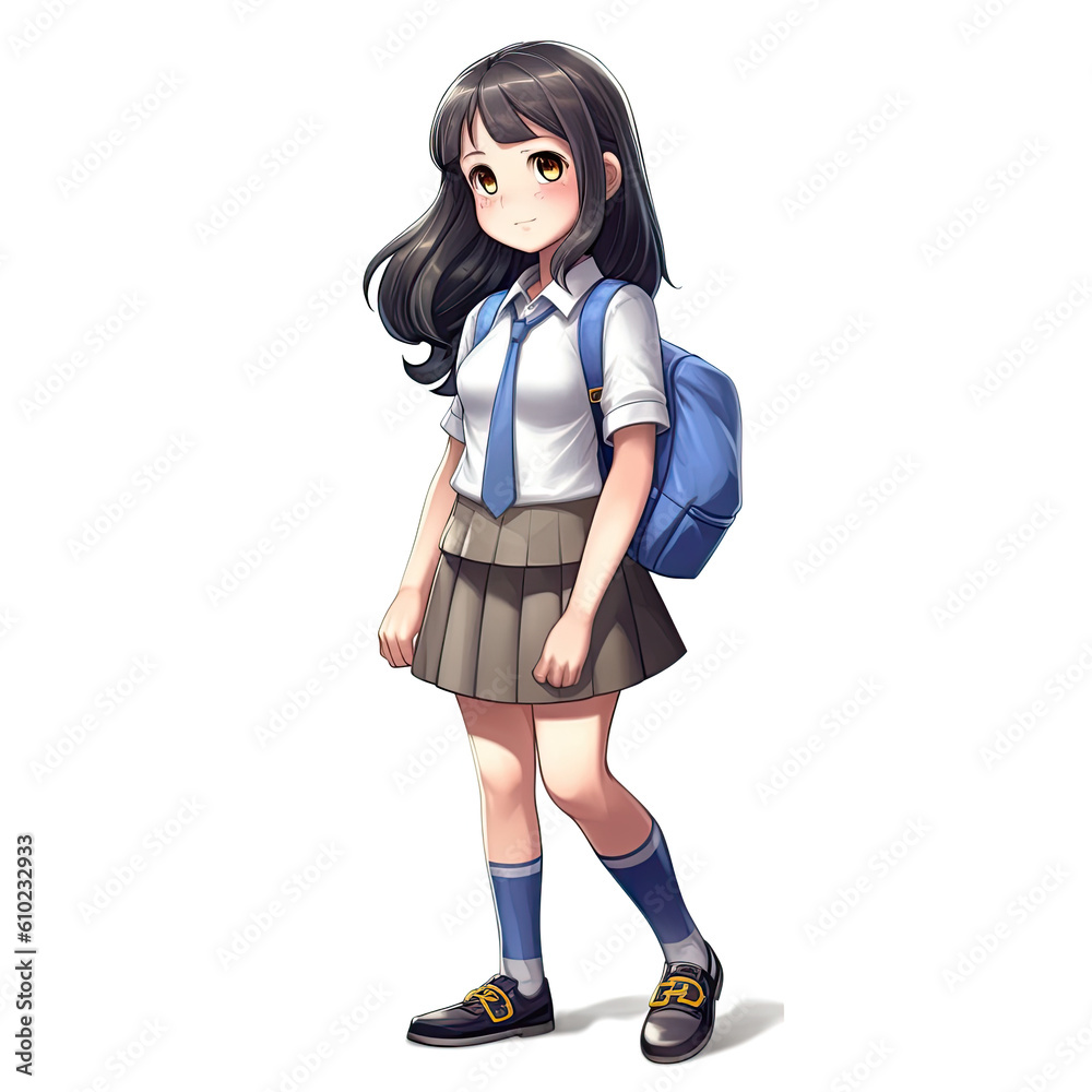Anime-style depiction of a girl in a school uniform Visual novel ...