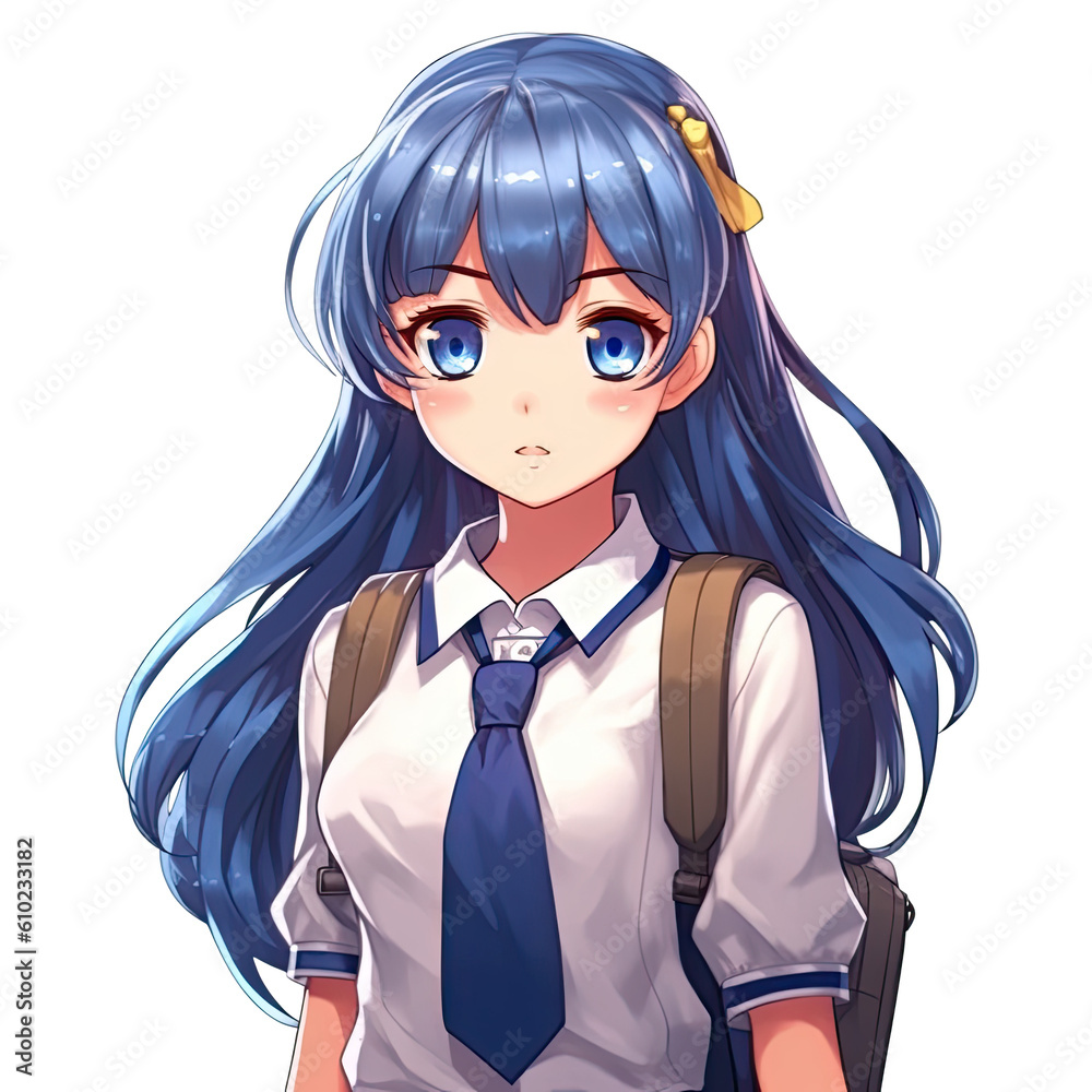 Anime-style depiction of a girl in a school uniform Visual novel ...