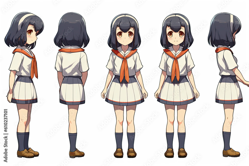 Anime-style depiction of a girl in a school uniform Visual novel ...