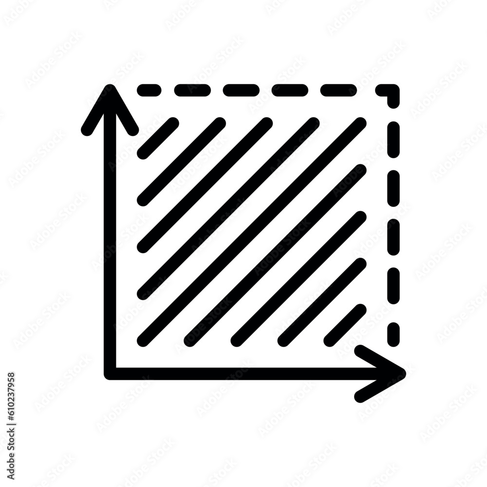 Square area icon. Coordinate axes sign. Coordinate system Flat math ...