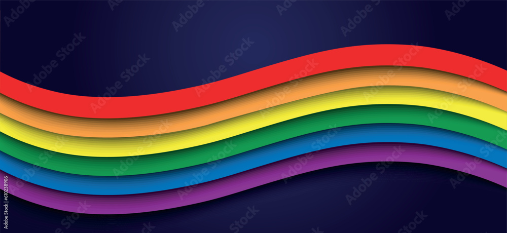 3D abstract Wave rainbow LGBT spectrum flag, marble background. Paper ...