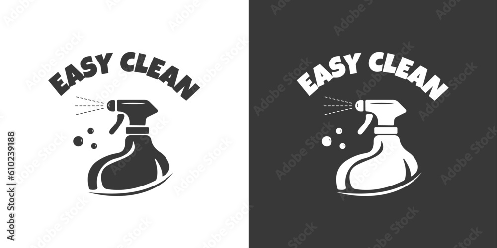Fast cleaning service logo design template. Spray bottle logo as a ...