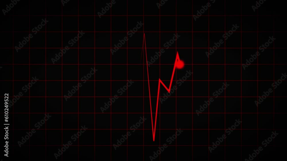 Red screen of an oscilloscope for a cardiogram. monitor of heartbeat ...