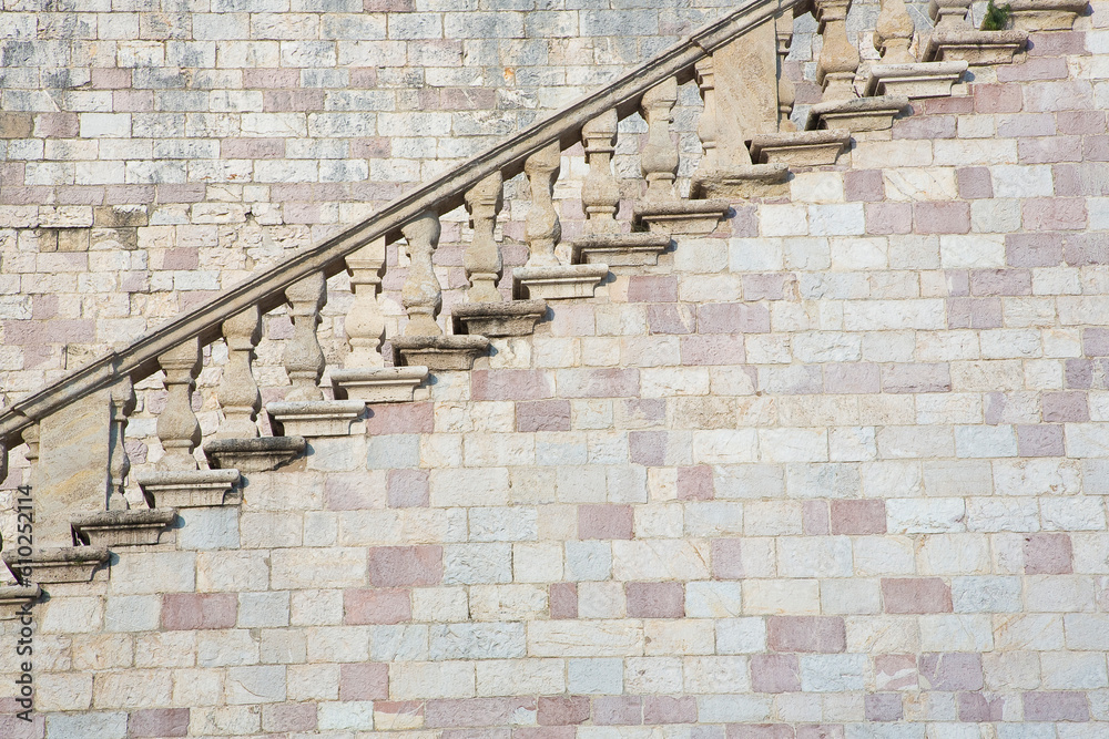 Detail of an historical and monumental old italian chiseled stone ...