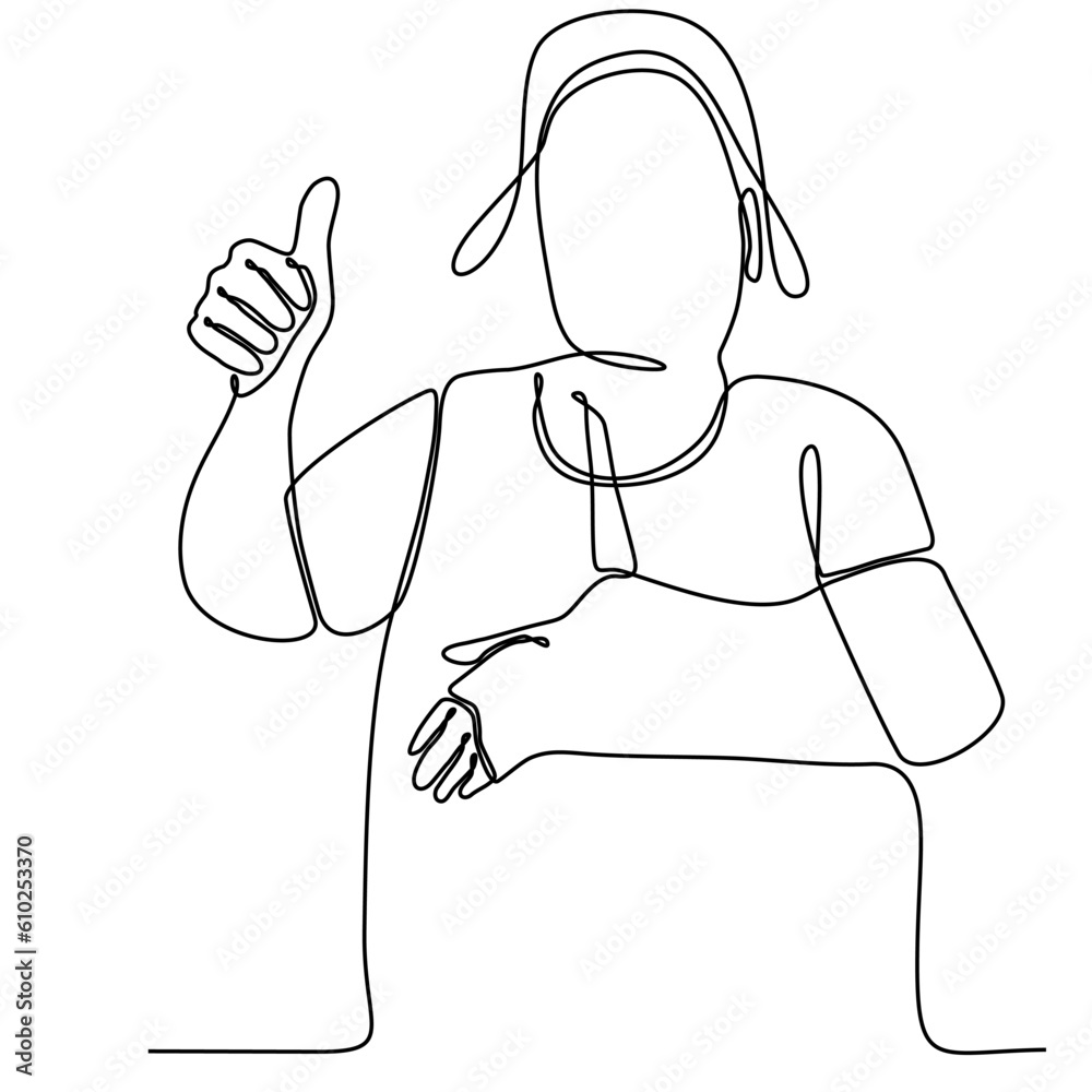 One line drawing of woman with broken arm wearing arm splint isolated ...