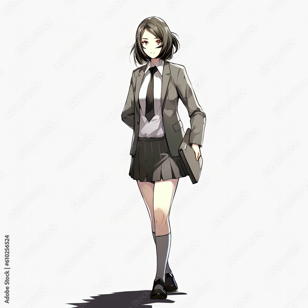 Anime-style depiction of a girl in a school uniform Visual novel ...