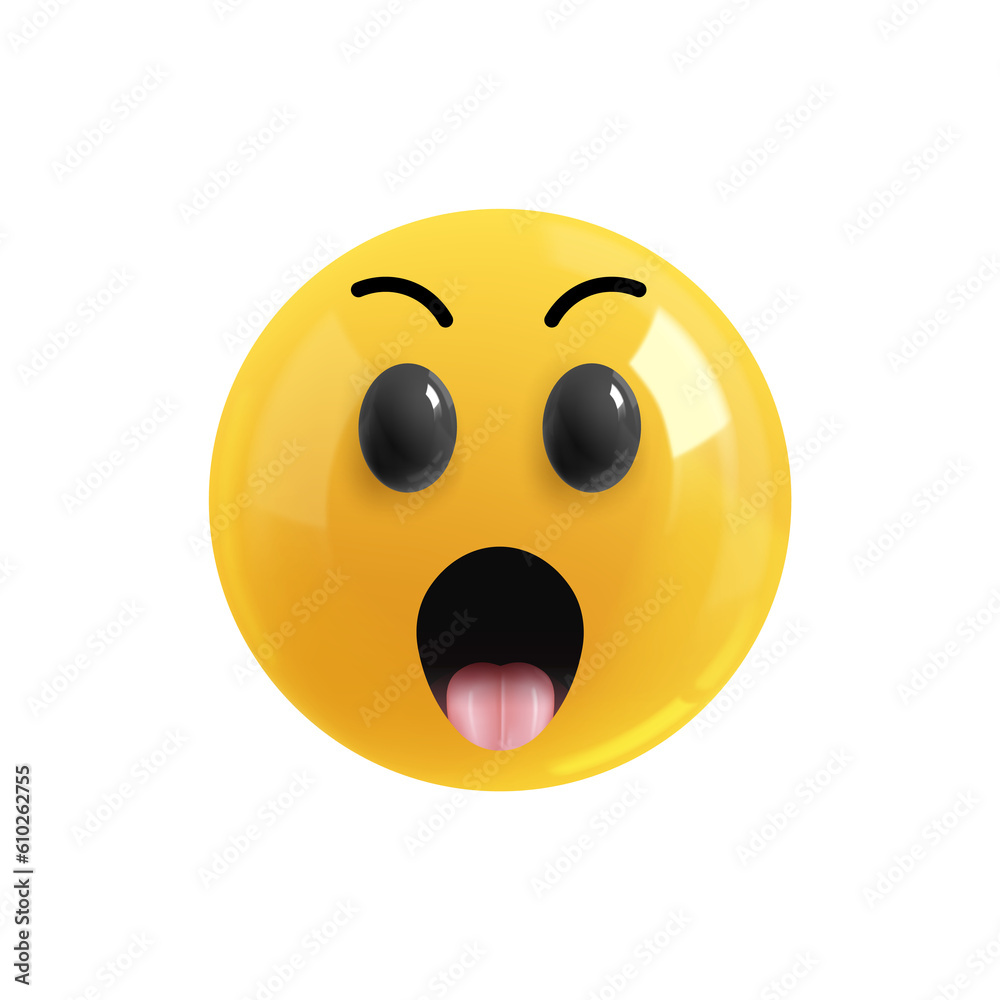 Emoji face astonishment. Emotion Realistic 3d Render. Icon Smile Emoji ...