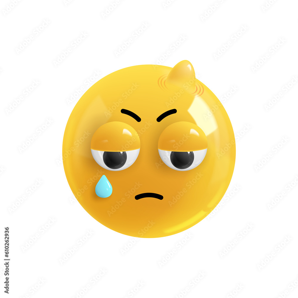 Emoji face bump on head. Realistic 3d Icon. Render of yellow glossy ...