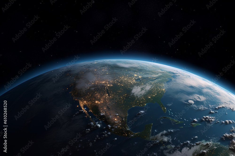 Planet earth from space realistic banner background ai generated Stock ...