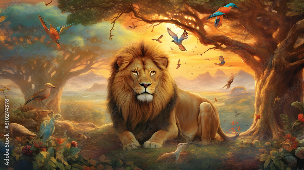 the awe-inspiring beauty of animals in the wild, with a majestic lion ...