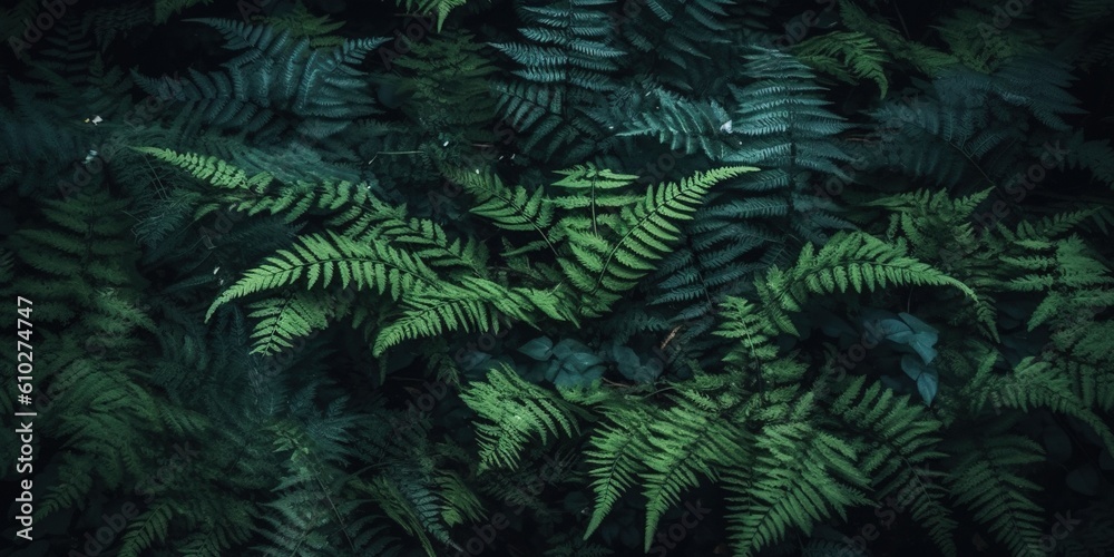 Fern leaves noise texture background, fern growing in dark forest ...